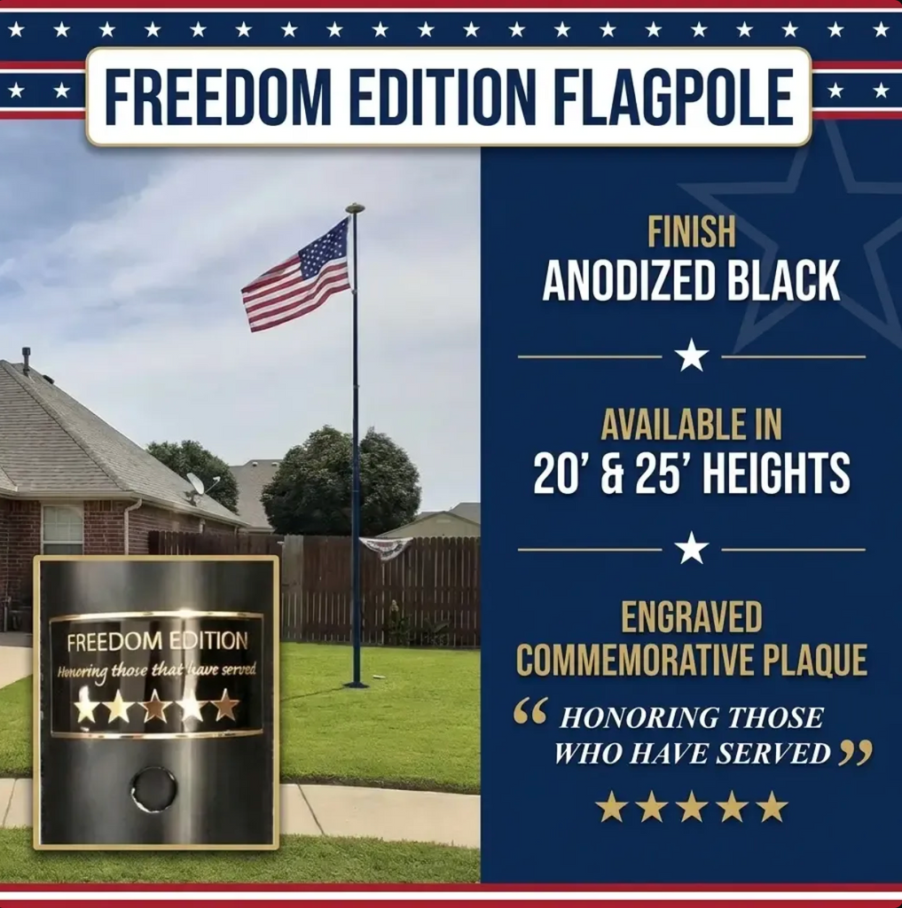 20' or 25' Delta TELESCOPING Flagpole "Freedom Edition" (Black ...