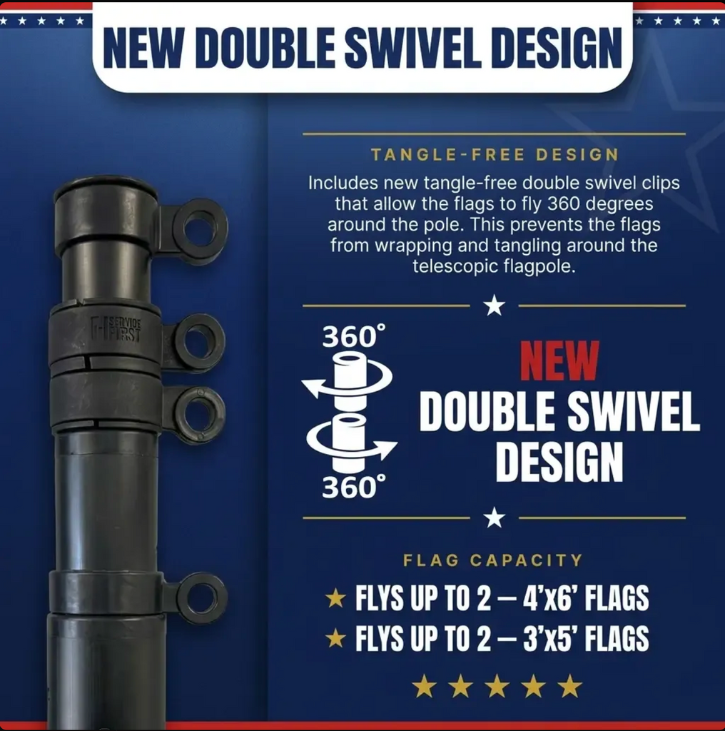 20' or 25' Delta TELESCOPING Flagpole "Freedom Edition" (Black ...