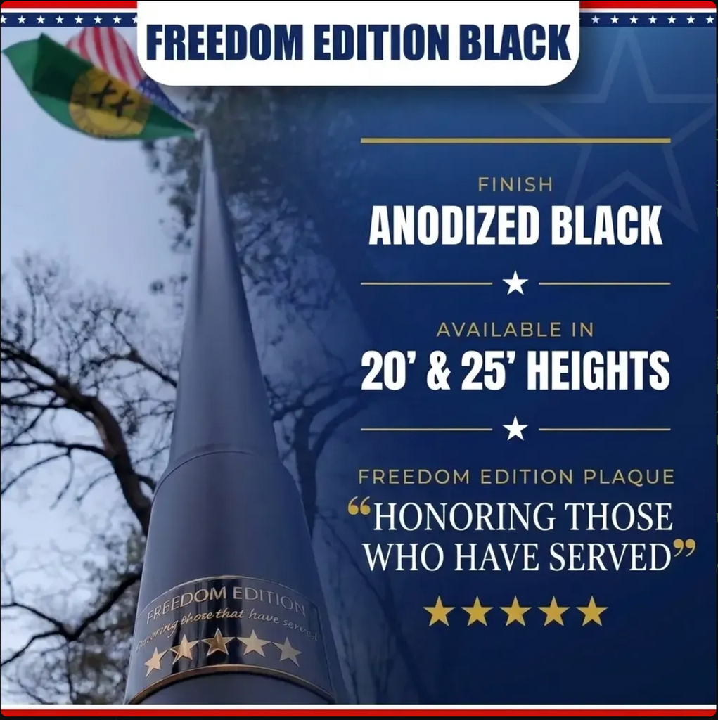 20' or 25' Delta TELESCOPING Flagpole "Freedom Edition" (Black ...