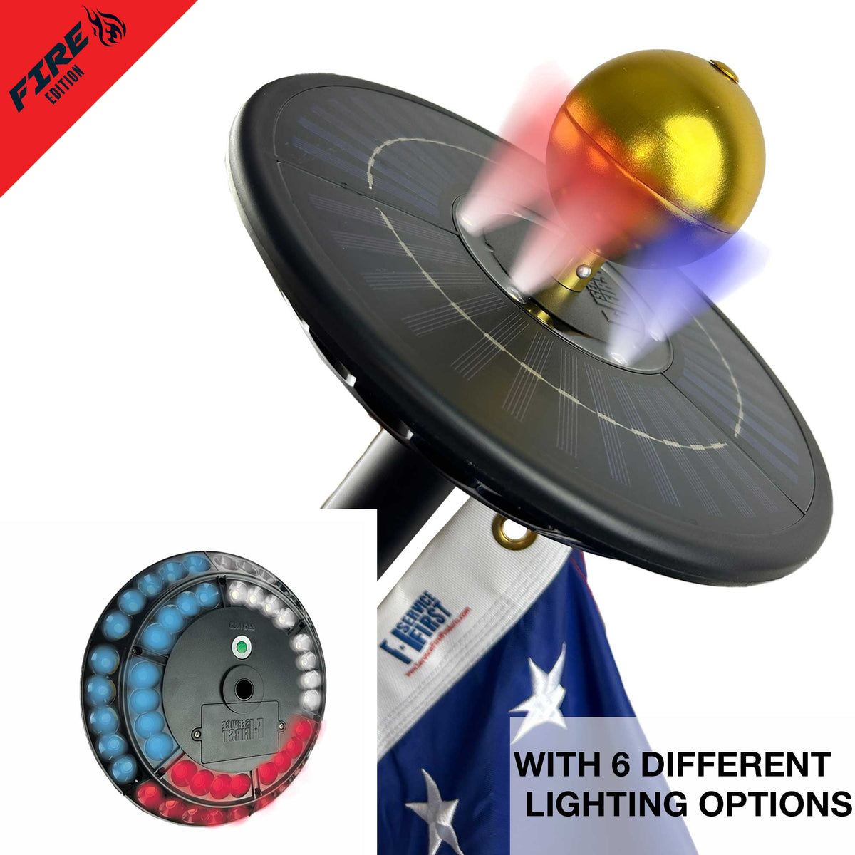 Sirius FIRE Solar Power Flagpole Light – Service First Products