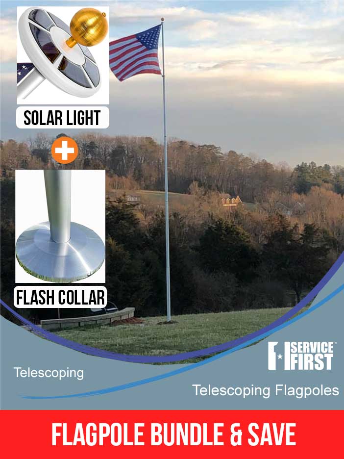 BUNDLE 20' or 25' Delta TELESCOPING SILVER (Pole, Light & Flash Collar ...