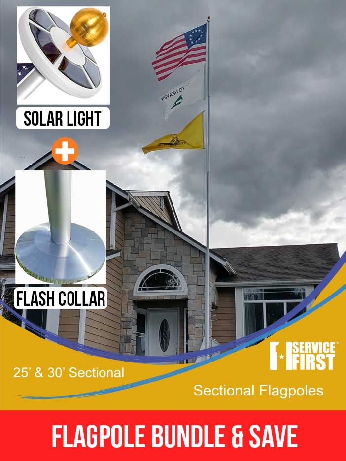 BUNDLE 25' or 30' Delta SECTIONAL SILVER (Pole, Light & Flash Collar ...